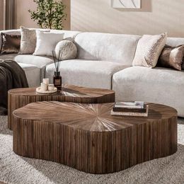 Pharao24.de Satztisch Wohnzimmertisch aus Massivholz in modernem Design (zweiteilig)
