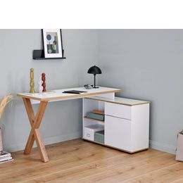Pharao24.de Schreibtisch Designschreibtisch in Eichefarben und Wei&szlig;