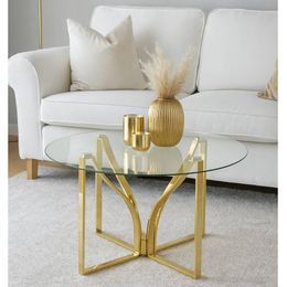 Pharao24.de Glastisch Salontisch in Goldfarben 80 cm breit