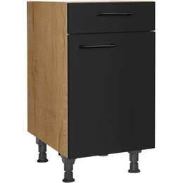 Unterschrank Nobilia, B:45cm H:87cm T:58,3cmfront: schwarz supermatt korpus: eiche sierra, K&uuml;che, Schr&auml;nke, ""MIAMI", Ausrichtung w&auml;hlbar,