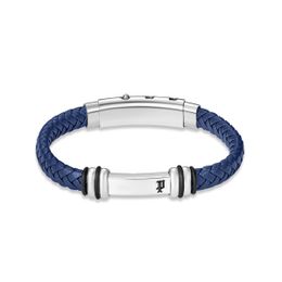 Police Herren Armband "Highbridge", 22,5cm, Edelstahl Kautschuk Lederblau, edelstahlfarben, schwarz, Edelstahl, Kautschuk, Leder, Armb&auml;nder