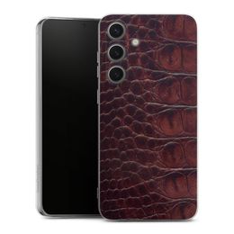 DeinDesign Galaxy S25+ Handy Silikon H&uuml;lle Case transparent Handyh&uuml;lle Leather Crocodile Animal Print Silikon Case