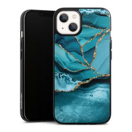 DeinDesign iPhone 13 Handy Silikon H&uuml;lle Case schwarz Handyh&uuml;lle Marble Gemstone Glitzer