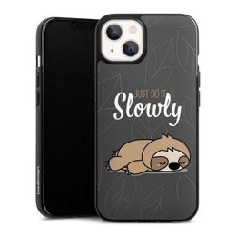 DeinDesign iPhone 13 Handy Silikon H&uuml;lle Case schwarz Handyh&uuml;lle Sloth Lazy Sunday Sayings
