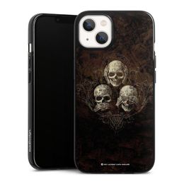 DeinDesign iPhone 13 Handy Silikon H&uuml;lle Case schwarz Handyh&uuml;lle Gothic Art Skulls