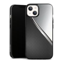 DeinDesign iPhone 13 Handy Silikon H&uuml;lle Case schwarz Handyh&uuml;lle Steel Metall Carbon