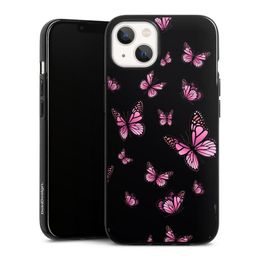 DeinDesign iPhone 13 Handy Silikon H&uuml;lle Case schwarz Handyh&uuml;lle Butterfly Motiv Ohne Hintergrund Muster