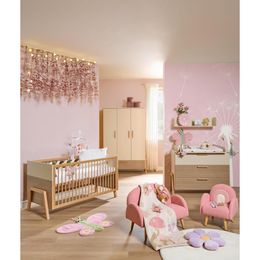 Jimmylee Babyzimmer Diana, Creme, Eiche, Holzwerkstoff, 5 F&auml;cher, 3 Schublade(n) Schubladen, zum Juniorbett umbaubar, h&ouml;henverstellbar, Lattenrost inklusive, Schlupfsprossen, Babym&ouml;bel, Babyzimmer-Sets