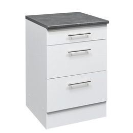 P & B K&uuml;chenunterschrank, Grau, Wei&szlig;, Holzwerkstoff, 3 Schublade(n) Schubladen, 60x90x60 cm, K&uuml;chen, K&uuml;chenm&ouml;bel, K&uuml;chenschr&auml;nke, K&uuml;chenunterschr&auml;nke