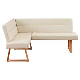Eckbank OTTO HOME, B:190cm H:82cm T:150cm, beige, Stoff, Esszimmer, Sitzb&auml;nke, "Mellio", Beine aus massiver Eiche, pflegeleichtem Webstoff Bezug,