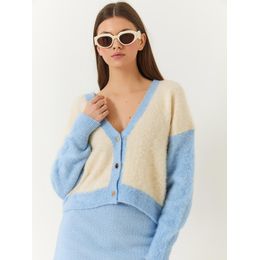 Bianco Lucci Strickjacke Damen Gr&ouml;&szlig;e XS/XL beige / himmelblau