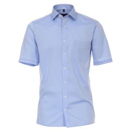 Casamoda Herren Kurzarmhemd, blau, Gr. 41, unifarben, Web, Obermaterial: 100% Baumwolle, Hemden, Businesshemd / Knopfleiste / Baumwolle