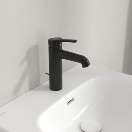 Villeroy & Boch Villeroy und Boch Skyla Waschtischarmatur TVW116005000K5 Messing, mit Zugstangen-Ablaufgarnitur, AquaSmart, Matt Black