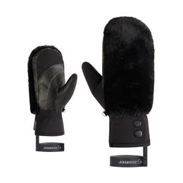 Ziener Damen F&auml;ustlinge "KATNISS-Z DAMEN"schwarz, Gr. L, Materialmix, Handschuhe, wasserabweisend, extra warm, Kunstfell, Lederinnenhand