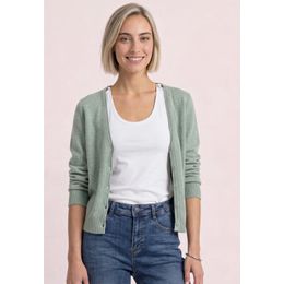 Street One Damen Cardiganeucalyptus gr&uuml;n meliert, Gr. 46, unifarben, Web, 37% Baumwolle, 34% Polyacryl, 26% Polyester, 3% Elasthan, Strickjacken, mit