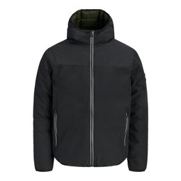 Jack & Jones JACK & JONES Herren Kurzjacke "JJEBROOKLYN REVERSIBLE JACKET SN"schwarz, Gr. XS, unifarben, Web, Obermaterial: 100% Polyester, Jacken, Kunstfaser,