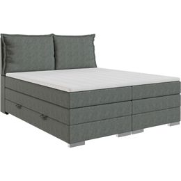 Boxspringbett FORTE, B:190cm L:224cmdunkelgrau, Der Bezugsstoff Baltimore aus 100% Polyester ist ein moderner Strukturstoff mit weicher Oberfl&auml;che