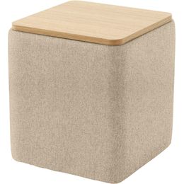 Ablagetisch Home Affaire, B:40cm H:46cm T:40cmsand, 94% Polyester, 6% Nylon, Tische, "Kyro, Stauraum mit Tischplatte Eiche, Breite 40 cm", Stylisch,