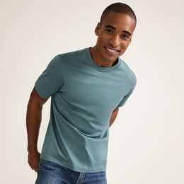 LANDS' END Supima Kurzarm-Shirt mit Rundhalsausschnitt f&uuml;r Herren, Herren, size: regular, Gr&uuml;n, Baumwolle, by Lands' End