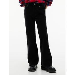 Tommy Hilfiger M&auml;dchen Cordhoseschwarz, Gr. 16, unifarben, Cord, Obermaterial: 98% Baumwolle, 2% Elasthan, Hosen, Feincord, Flared-Fit, Kinder bis 16
