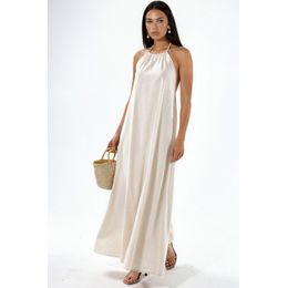 Leinenmischung Neckholder-Maxikleid