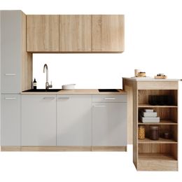K&uuml;chenzeile respekta, B:180cm H:200cm T:60cmk&uuml;che: wei&szlig;, front: wei&szlig;, eiche nordic, korpus: eiche nordic, arbeitsplatte: eiche nordic,