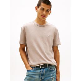 Tommy Jeans Herren T-Shirt "TJM REG BADGE"limestone dust htr, Gr. M, Single Jersey, Obermaterial: 60% Baumwolle, 40% Polyester, Shirts, Rundhals,