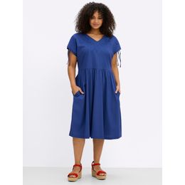 sheego Damen Jerseykleid "Kleid"royalblau, Gr. 54, unifarben, Jersey, 100% Baumwolle, Kleider