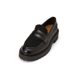 Marc O'Polo MARC O'POLO Damen Loafer "aus gewachstem Leder und Teddyfell", Gr. 40schwarz, Obermaterial: 100% Polyester, unifarben, Schuhe