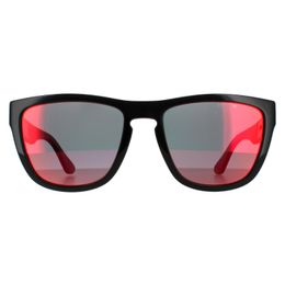 Tommy Hilfiger Square Mens Black Red Mirror Sonnenbrille