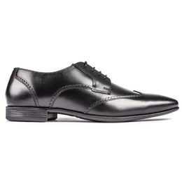 Herren Lambretta Blair Leder Fl&uuml;gelspitze Schuhe in Schwarz