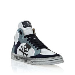 Philipp Plein Herren Sneaker "Retrokickz", Gr. 410108, wei&szlig;, middleblau, Schuhe
