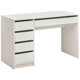 Mid.you Schreibtisch, Wei&szlig;, Holzwerkstoff, 5 Schublade(n) Schubladen, rechteckig, 120x76x55 cm, Arbeitszimmer, Schreibtische, B&uuml;rotische