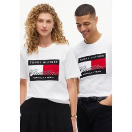 Tommy Hilfiger Damen T-Shirt "TH x Cadillac Formula 1 Team GRAPHIC FLAG", wei&szlig;, Gr. XL, bestickt, Jersey, Obermaterial: 100% Baumwolle, Shirts, aus