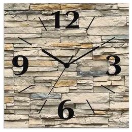 Wanduhr Artland "Braune alte Ziegelmauer", beige (natur), B:30cm H:30cm T:0,3cm, Wanduhren, Wanduhr, wahlweise mit Quarz- oder Funkuhrwerk, lautlos ohne Tickger&auml;usche