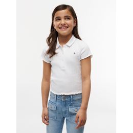 Tommy Hilfiger M&auml;dchen T-Shirtwei&szlig;, Gr. 10, unifarben, Single Jersey, Obermaterial: 94% Baumwolle, 6% Elasthan, Shirts, Kinder bis 16 Jahre