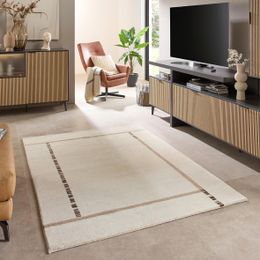 Wollteppich Theko, B:140cm H:21mm L:200cm, beige, Schurwolle, Wohnzimmer, Teppiche, "Skylight, handgekn&uuml;pft", reine Schurwolle, mit Bord&uuml;re,