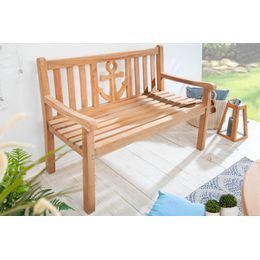 Riess Ambiente Massive Gartenbank EMPIRE TEAK 120cm Teakholz mit Ankerdesign Riess-Ambiente Maritim Natur