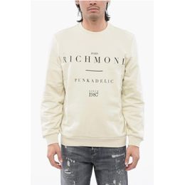 John Richmond Sweatshirt aus geb&uuml;rsteter Baumwolle mit Rundhalsausschnitt und Logo-Print