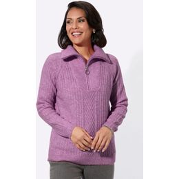 Casual Looks Damen Strickpullover "Troyer"violett, meliert, Gr. 36, meliert, 76% Polyester, 20% Polyacryl, 4% Polyamid, Pullover