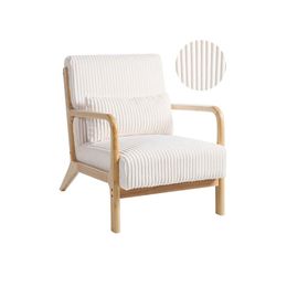 Beliani Sessel SORSELE in Wei&szlig;/Braun - (W) 64 x (H) 77 x (L) 82 cm | Gr.: onesize