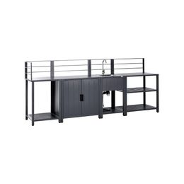 Beliani 4er-Set Gartenk&uuml;che VIGGIANO in Grau/Schwarz/Silber | Gr.: onesize