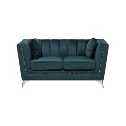 Beliani 2-Sitzer Sofa GAULA in Blau/Silber - (W) 160 x (H) 77 x (L) 80 cm | Gr.: onesize