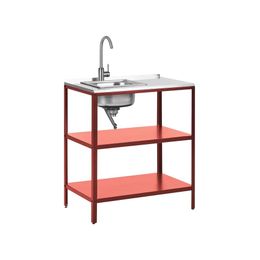 Beliani Gartenk&uuml;che VILAMA in Rot/Silber - (W) 80 x (H) 90 x (L) 50 cm | Gr.: onesize