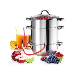 TecTake 7-tlg. Dampf-Saftbereiter &Oslash; 26 cm aus Edelstahl, mit Glasdeckel | Gr.: onesize