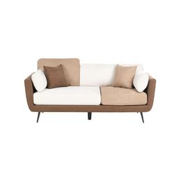 Beliani 3-Sitzer Sofa BOLGA in Braun/Wei&szlig; - (W) 185 x (H) 89 x (L) 83 cm | Gr.: onesize