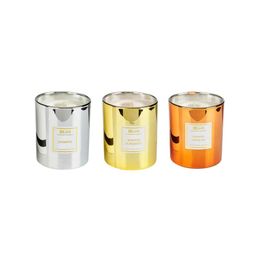 Beliani 3er-Set Kerze METALLIC GLAMOUR in Gold/Silber/Orange | Gr.: onesize