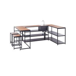 Beliani 6-tlg Gartenk&uuml;che AVETRANA in Schwarz/Braun | Gr.: onesize