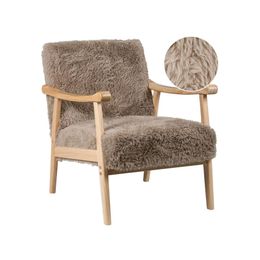 Beliani Sessel LEKNES in Beige/Braun - (W) 66 x (H) 79 x (L) 74 cm | Gr.: onesize