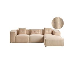 Beliani Ecksofa DOLVA in Beige/Schwarz - (W) 294 x (H) 72 x (L) 170 cm linksseitig | Gr.: onesize